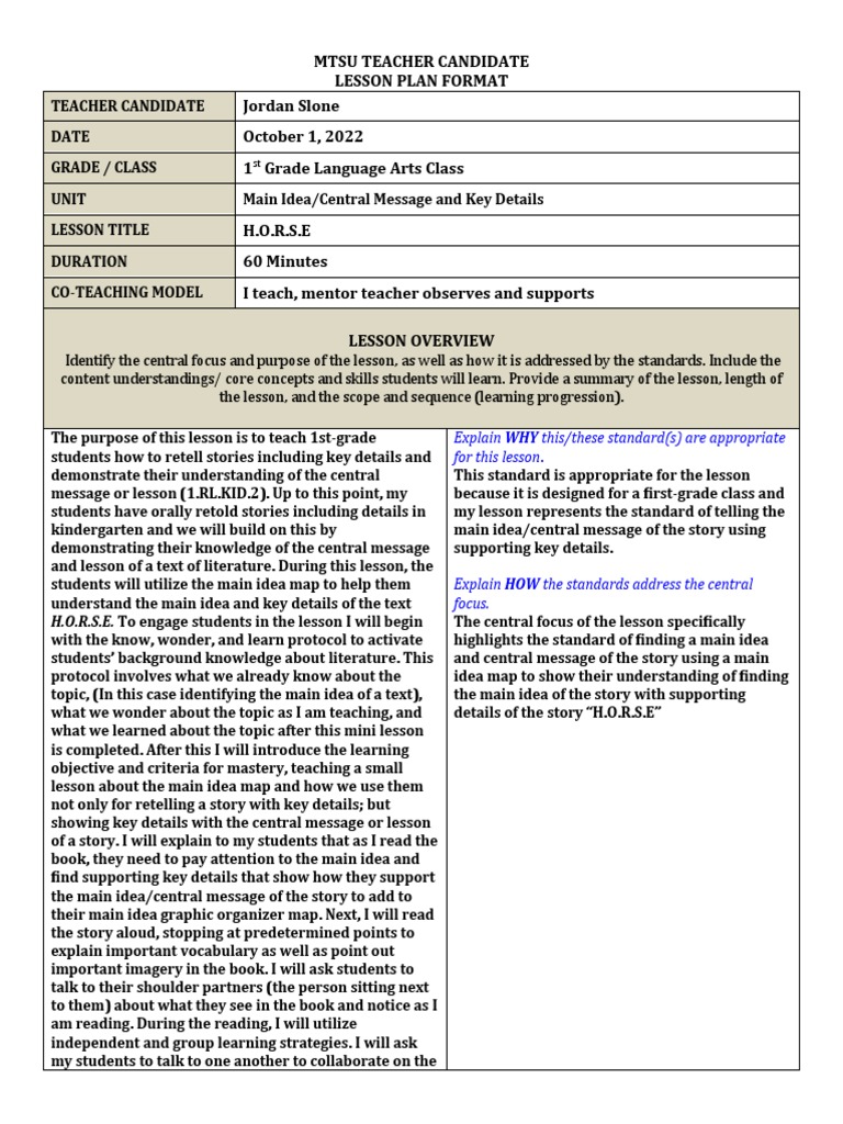 Eled 3000 Lesson Plan - Jordan Slone Finished Edited | PDF ...