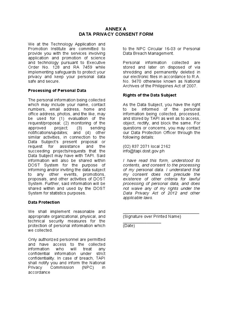 Data Privacy Consent (DPC) Form | PDF | Privacy | Information Privacy