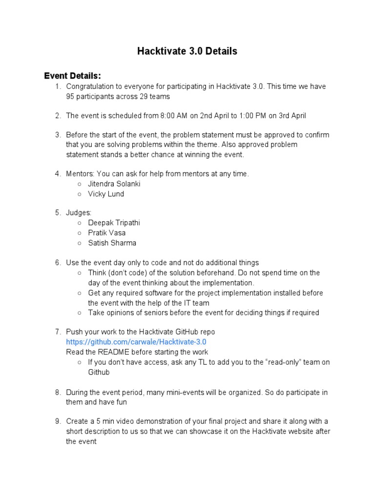 Hacktivate 3.0 Details | PDF | Computing | Software Development