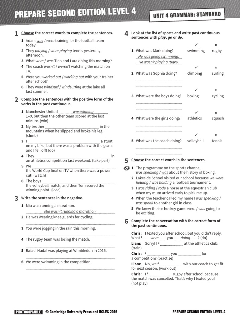 PREPARE 4 Grammar Standard Unit 04 | PDF | Sports | Entertainment