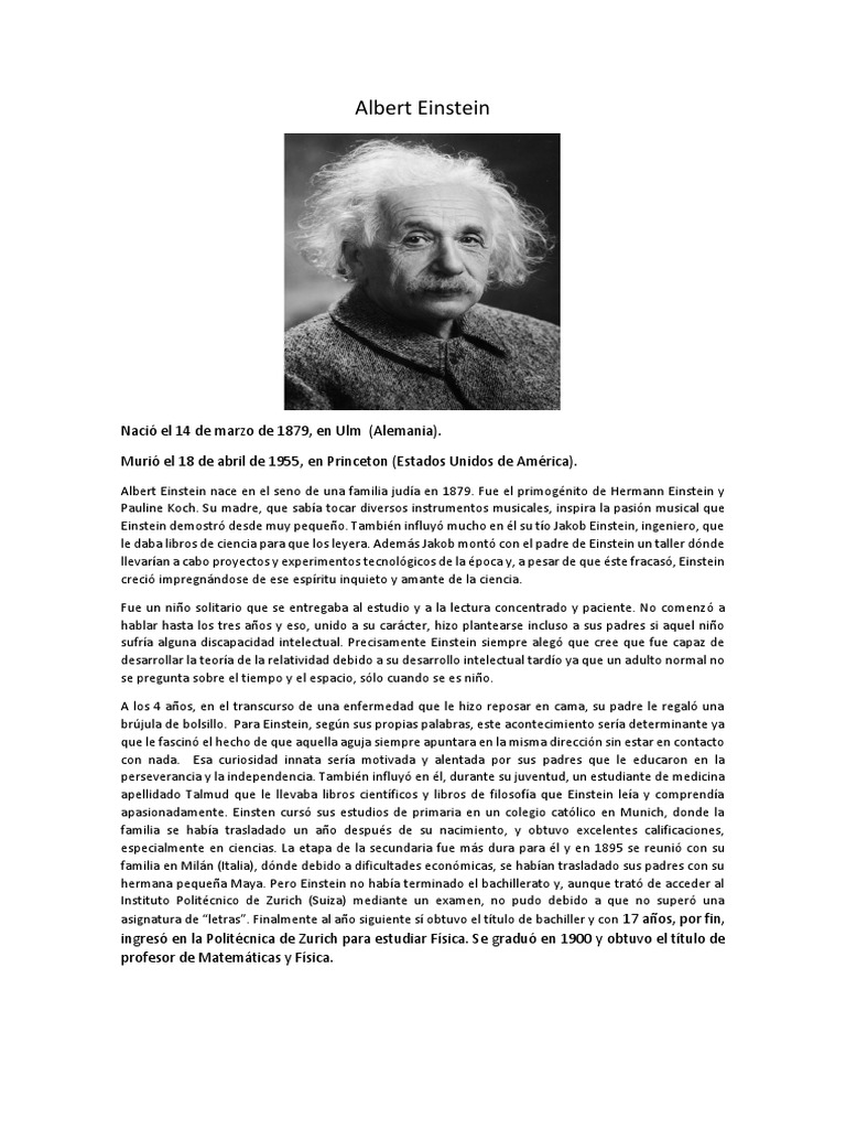 Einstein: Vida y Educación Temprana | PDF | Albert Einstein