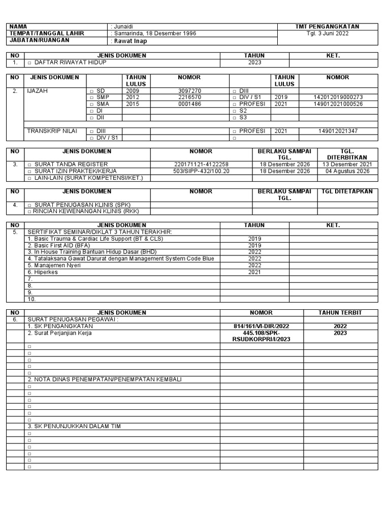 DAFTAR RIWAYAT HIDUP JUNAIDI | PDF