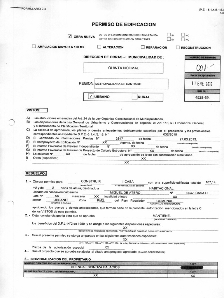 Permiso de Edificación #001 11.01.16 | PDF