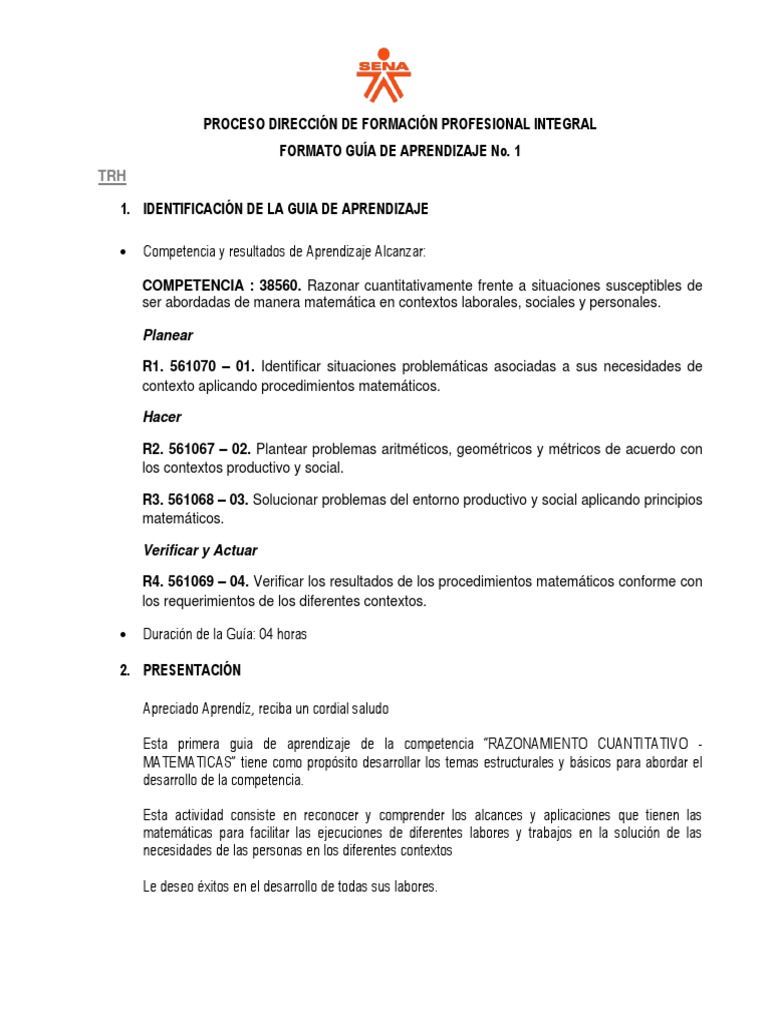 Proceso Dirección de Formación Profesional Integral Formato Guía de Aprendizaje No. 1 ...