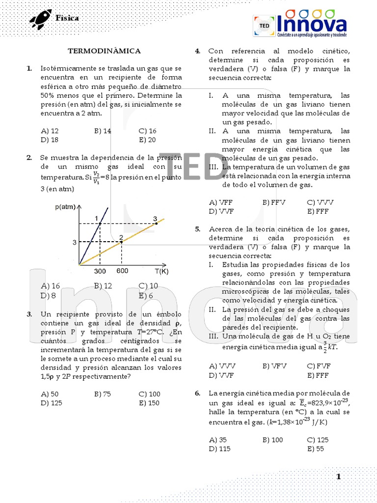 Problemas de Termodinámica | PDF | Gases | Temperatura