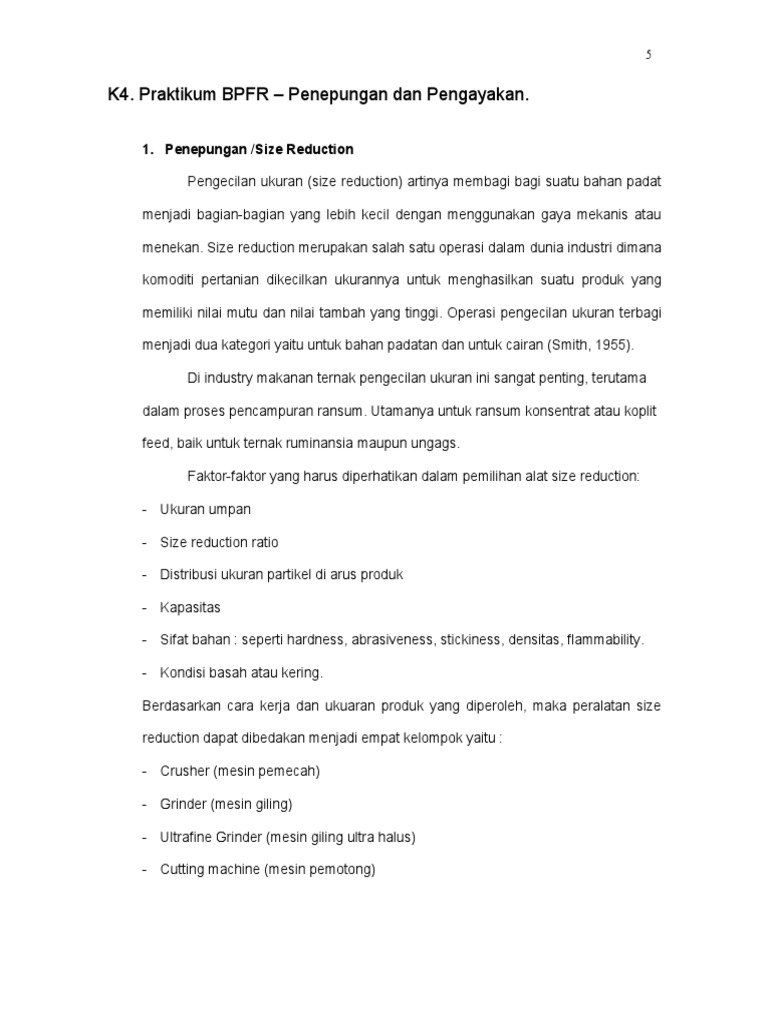 Modul K4. Penepungan Dan Pengayakan | PDF