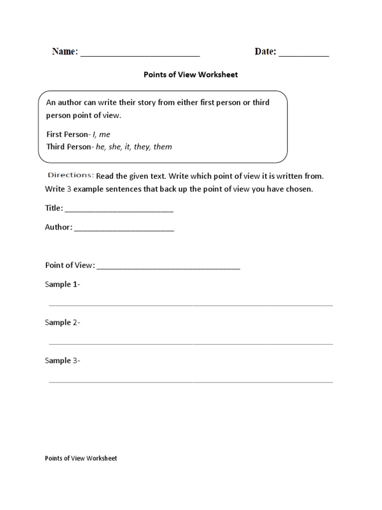 Points of View Worksheet | PDF