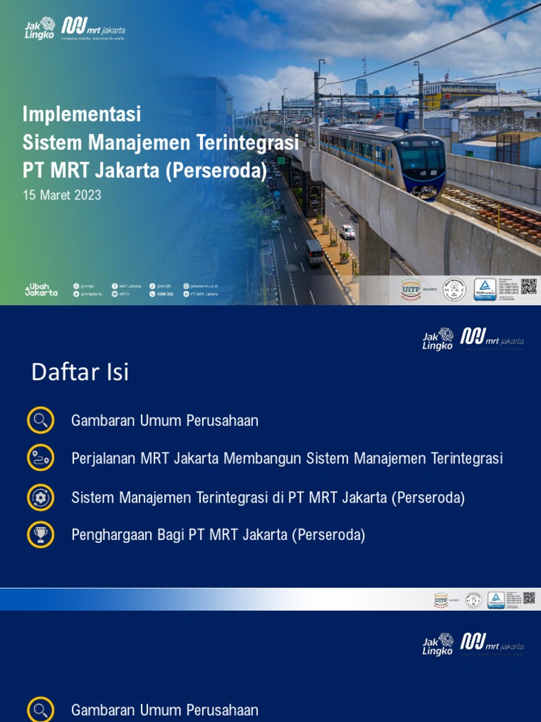 Sistem Manajemen Terintegrasi MRT Jakarta | PDF