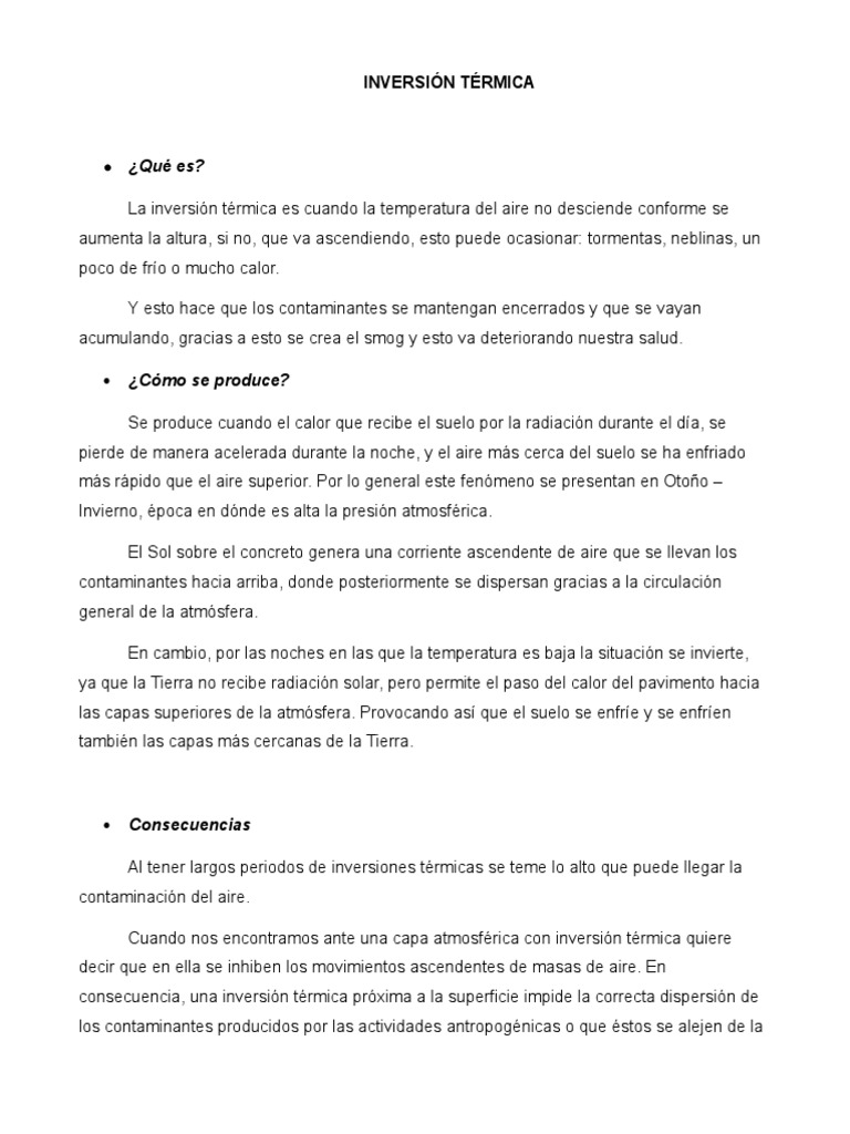 Inversión Termica | PDF | Contaminación | La contaminación del aire
