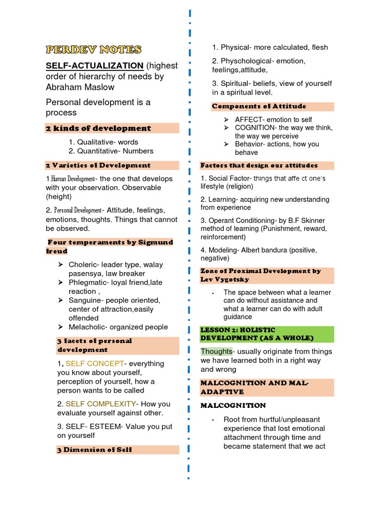 Perdev Notes | PDF | Thought | Attitude (Psychology)