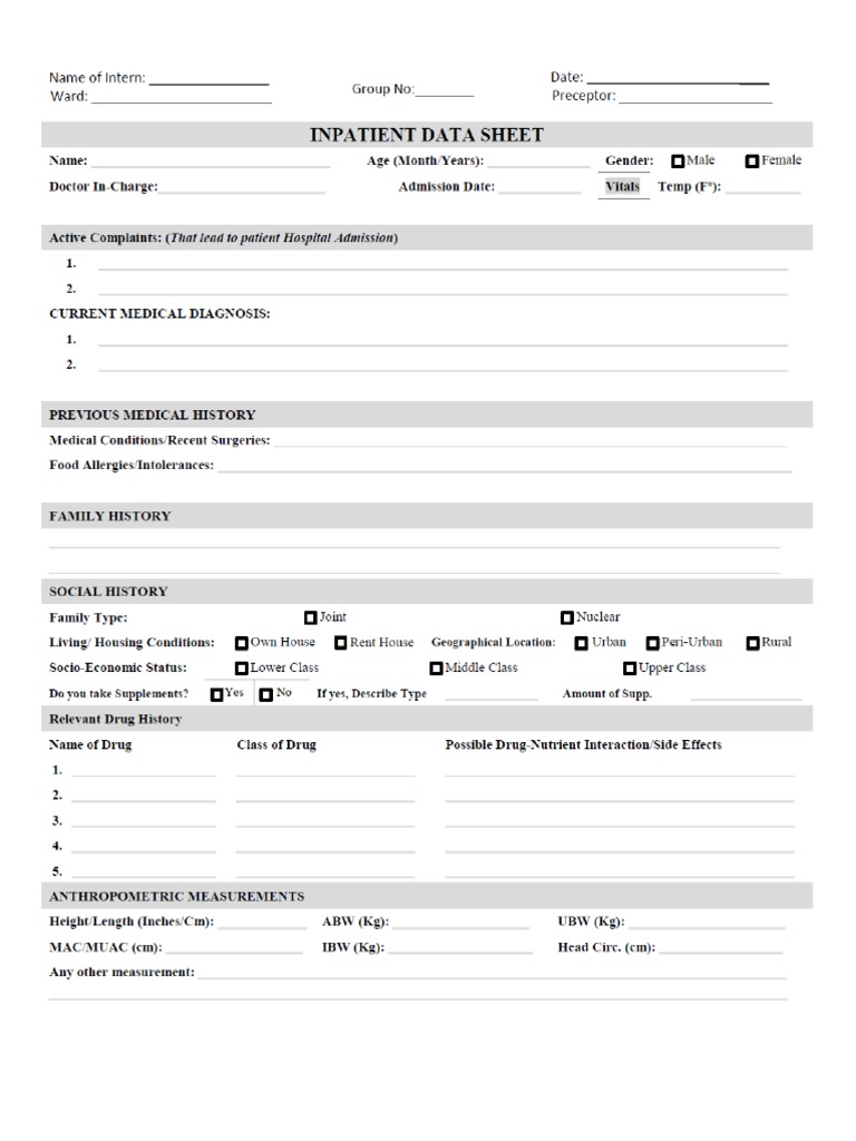 Data Sheet For Pediatrics | PDF