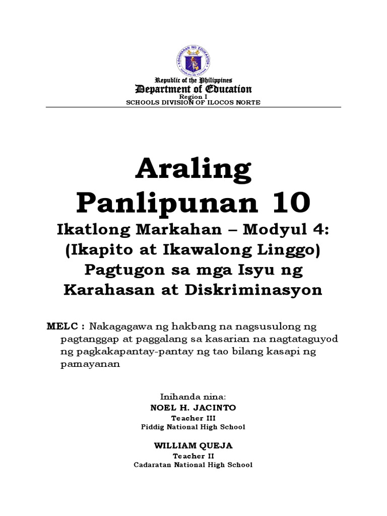 AP 10 Q3 Mod4 Wk7 8 MELC04 NoelJacintoWilliamQueja | PDF