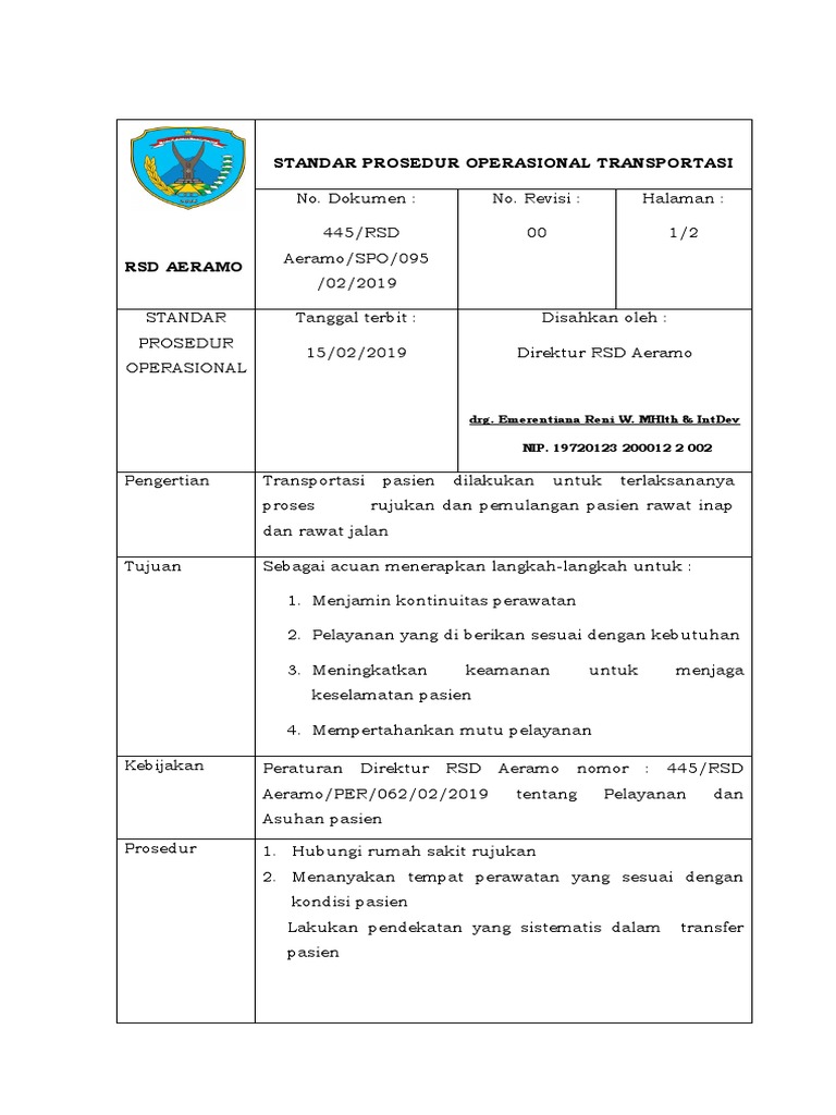 SOP TRANSPORTASI PASIEN | PDF