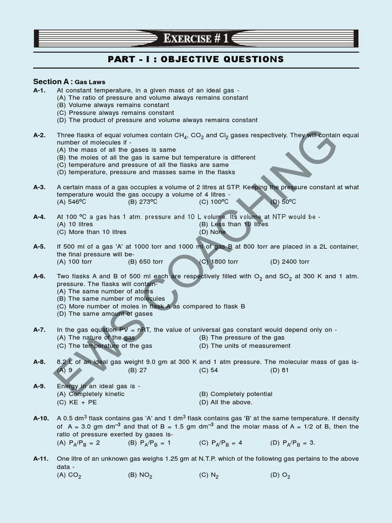 Gas Laws Assignment | PDF | Gases | Statistical Mechanics
