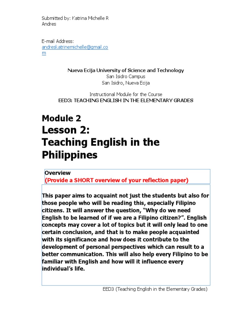 Reflection Paper Unit 2 | PDF | English Language | Teachers