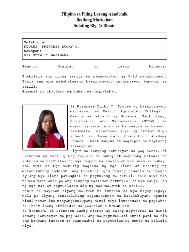Bionote | PDF
