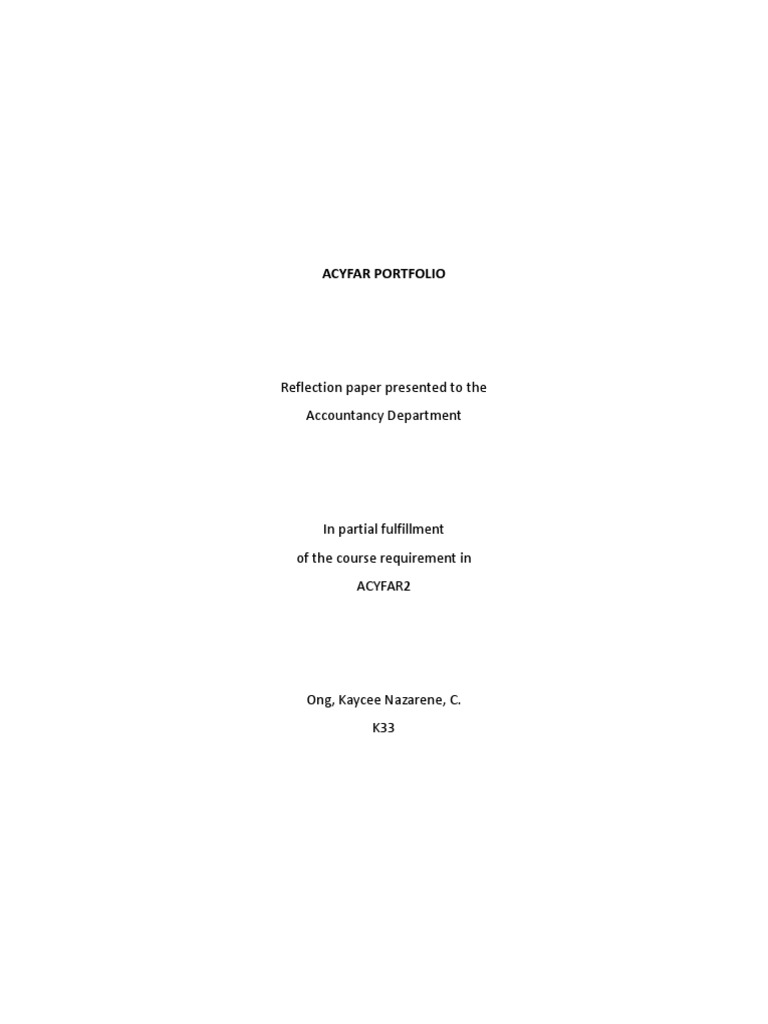Acyfar Portfolio: Reflection Paper Presented To The Accountancy ...