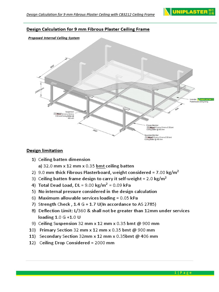 Design Calculation For 9 MM Fibrous Plaster Ceiling | Download Free PDF ...
