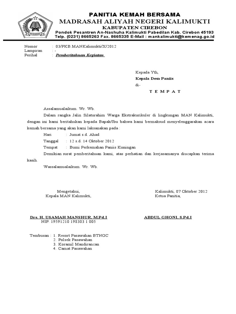Dokumen - Tips Pemberitahuan Kegiatan Kemahdoc | PDF
