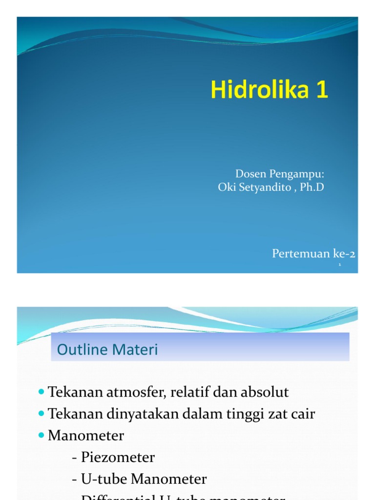 Microsoft PowerPoint - Kuliah 2 - Hidrolika 1-Edit Oki Mhs | PDF