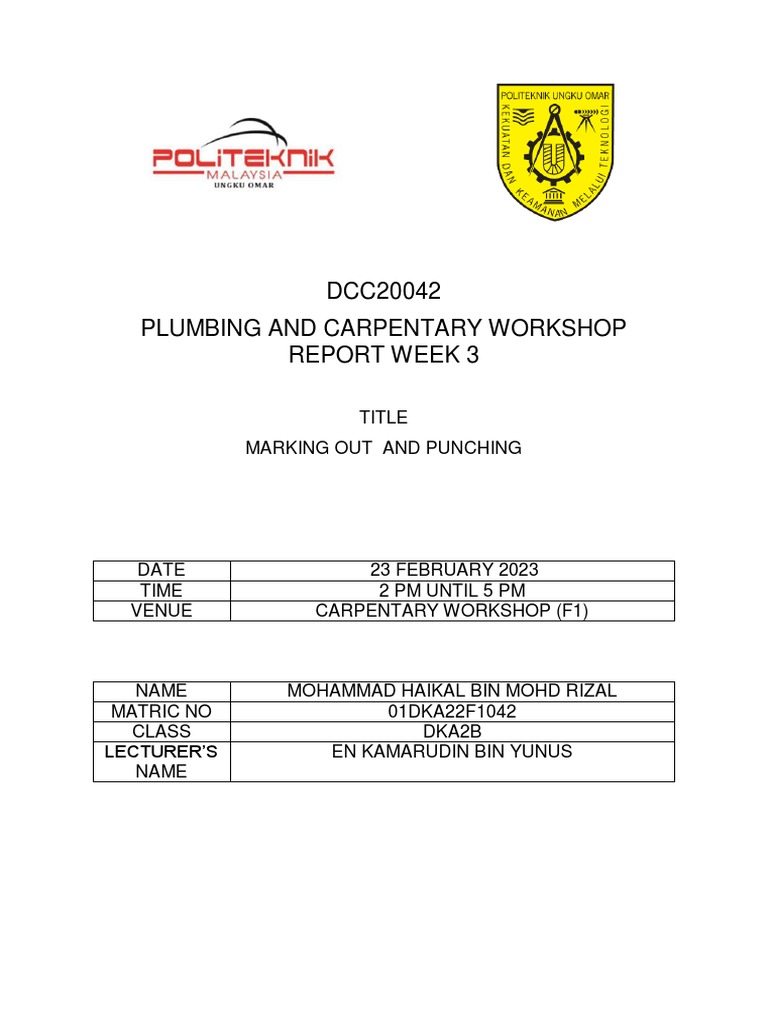 Carpentary Report Week 3 | PDF | Carpentry | Woodworking