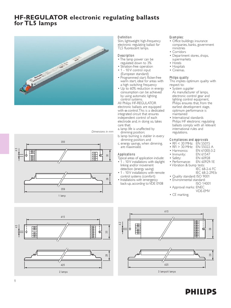 HF Regulator Tl5 | Download Free PDF | Mains Electricity | Fluorescent Lamp