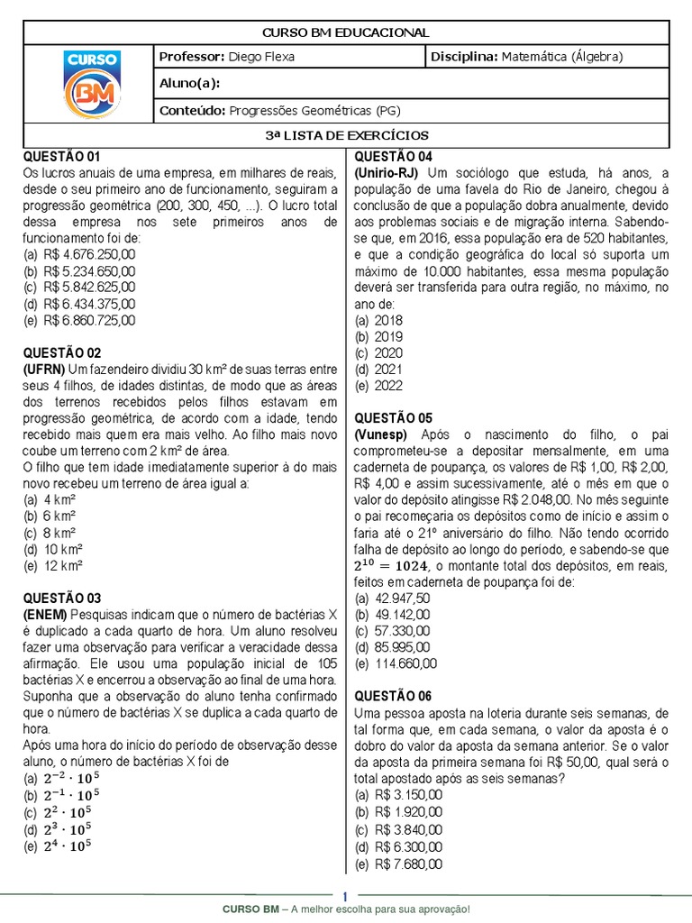 3 Apostila de Matematica - PG | PDF | Sequência | Geometria
