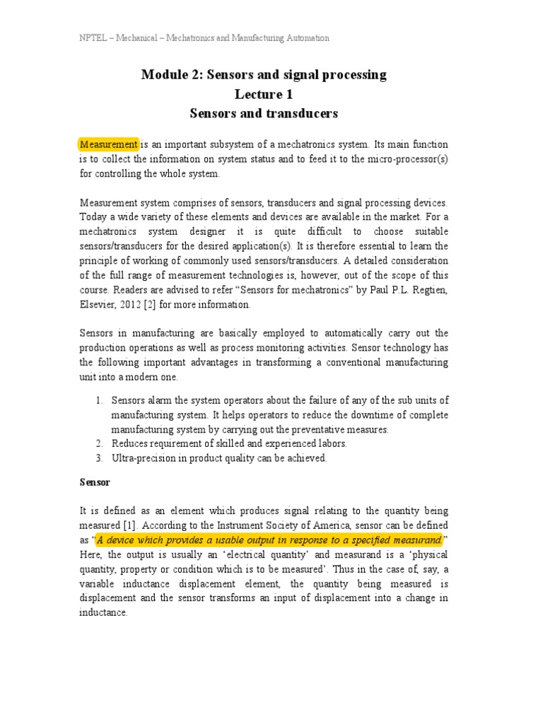 Sensor and Transducer | PDF | Sensor | Thermocouple