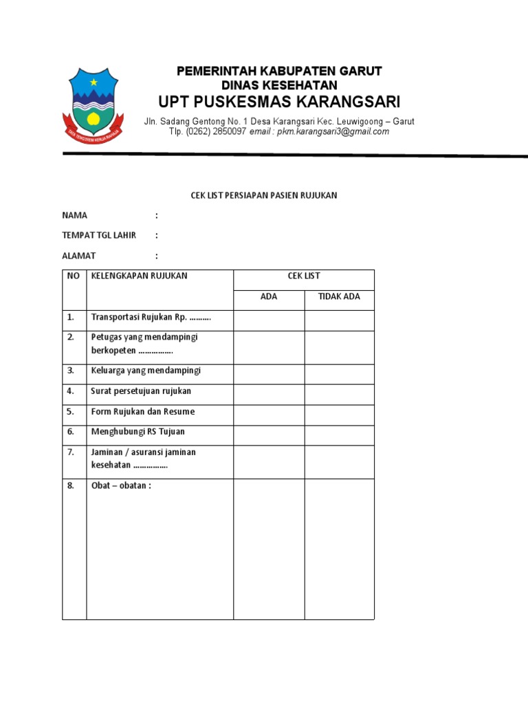 CEK LIST PERSIAPAN PASIEN RUJUKAN New | PDF | Kesehatan Holistik
