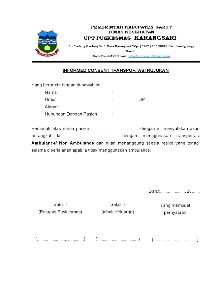 Informed Consent Transportasi Rujukan | PDF