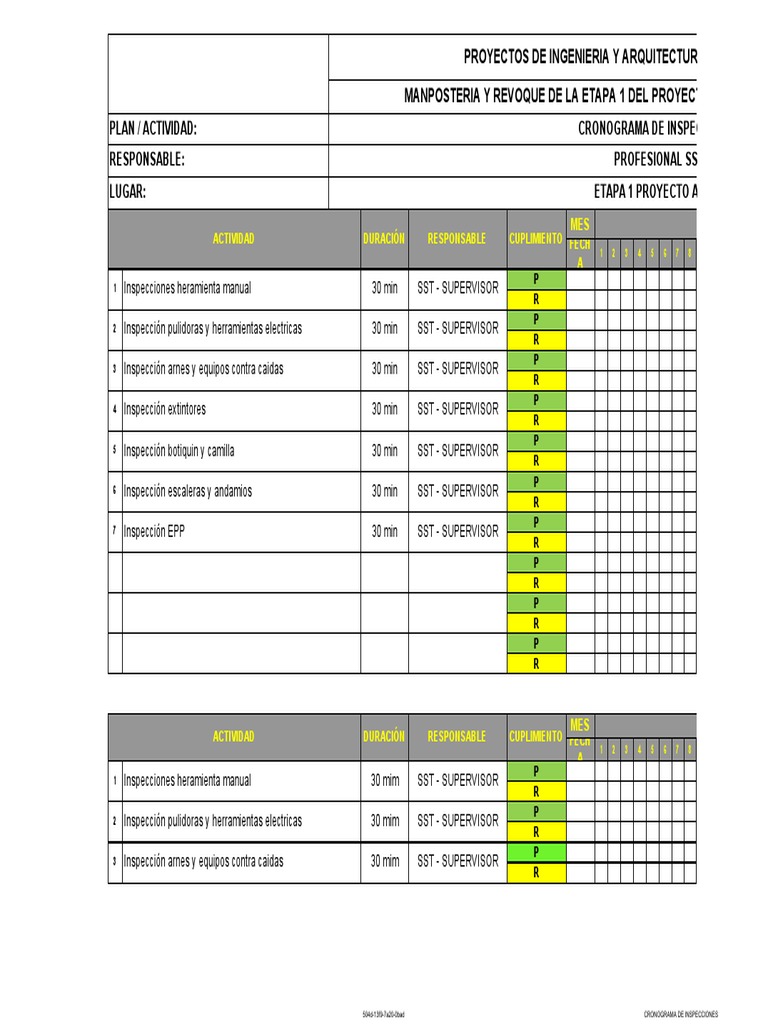 Cronograma de Inspecciones | PDF