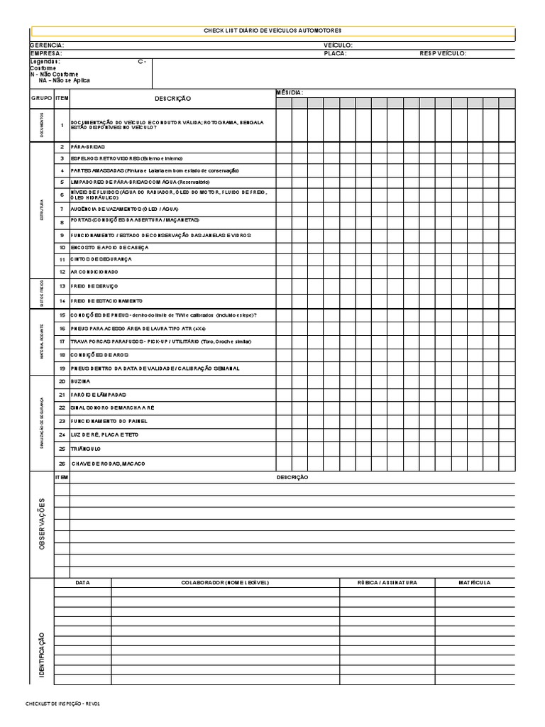Check List de Veículo | PDF | Transporte | Carro