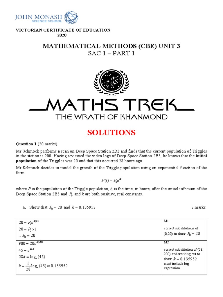 12MMET 20 SAC1 Part1 Maths Trek The Wrath of Khanmond SOLUTIONS | PDF | Function (Mathematics ...
