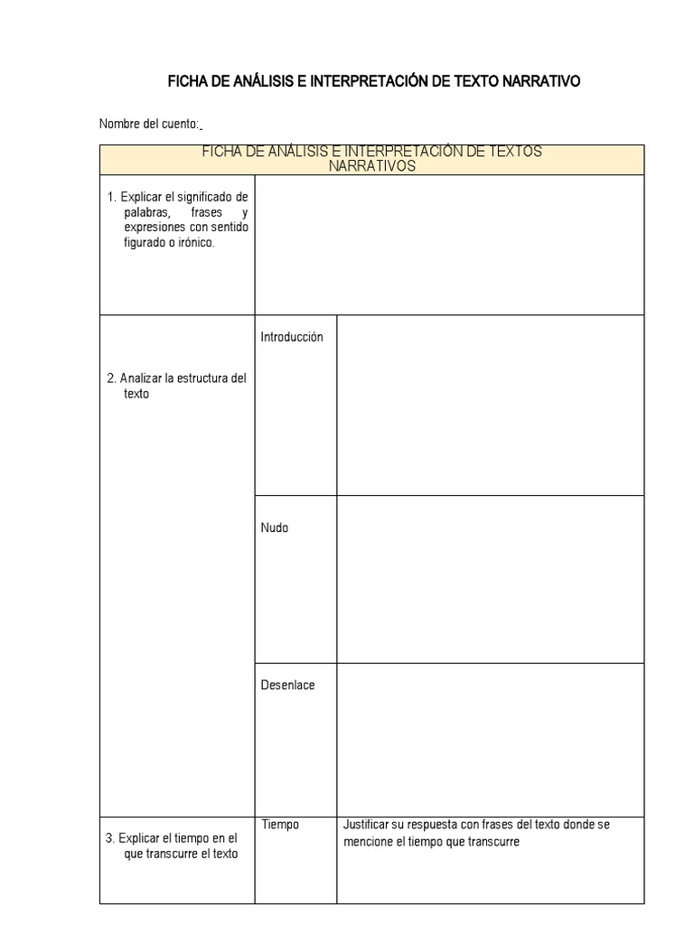 Ficha de Analisis de Cuento | PDF | Narración