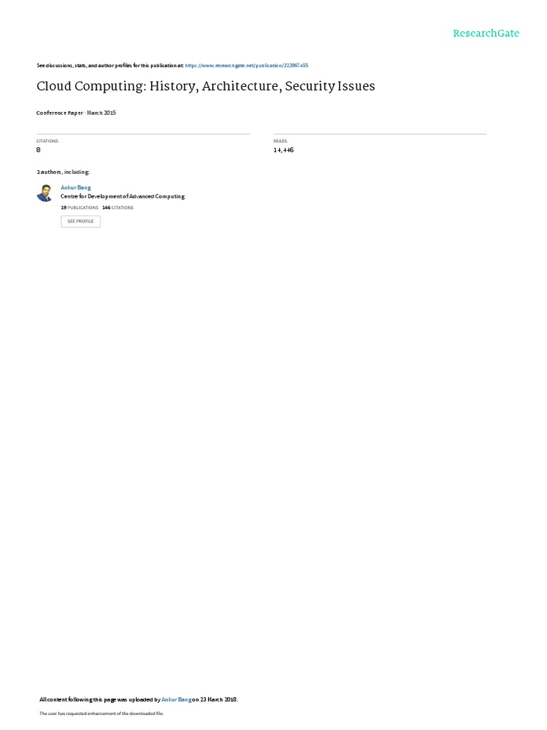Cloud Computing: History, Architecture, Security Issues: March 2015 | PDF