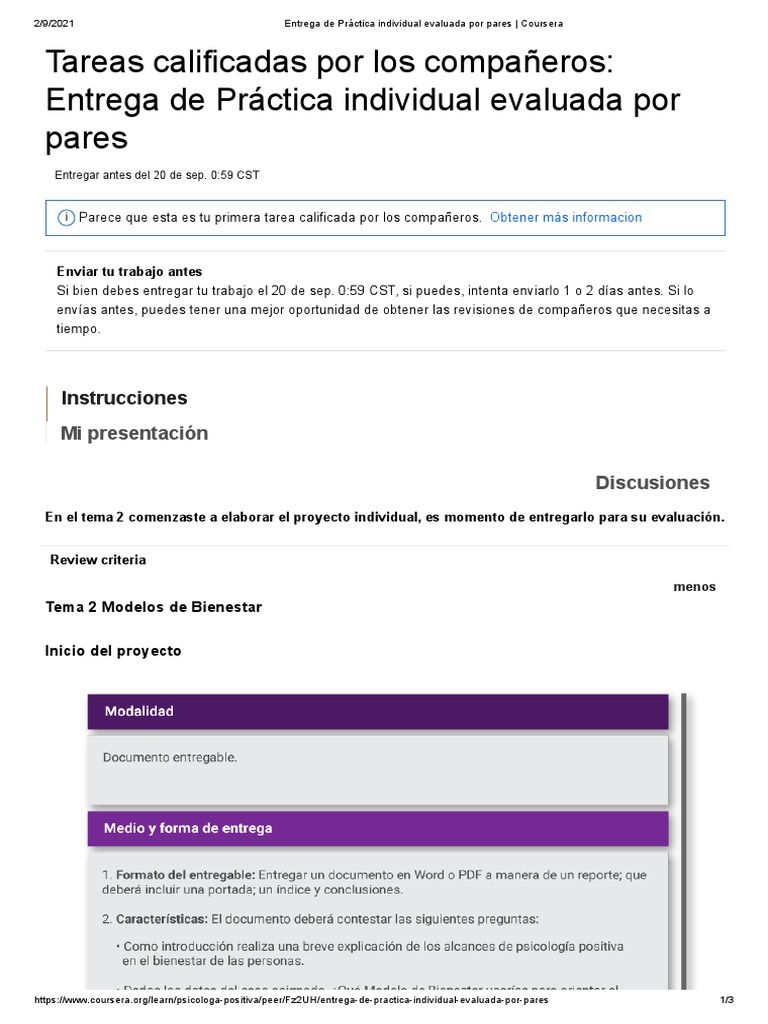 Entrega de Práctica Individual Evaluada Por Pares - Coursera | PDF | Sicología