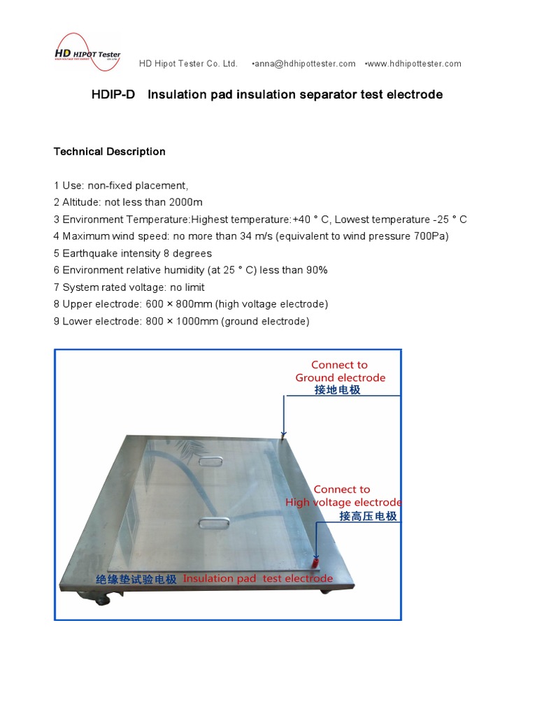 HDIP-D Insulation Pad Insulation Separator Test Electrode-Technial Data ...