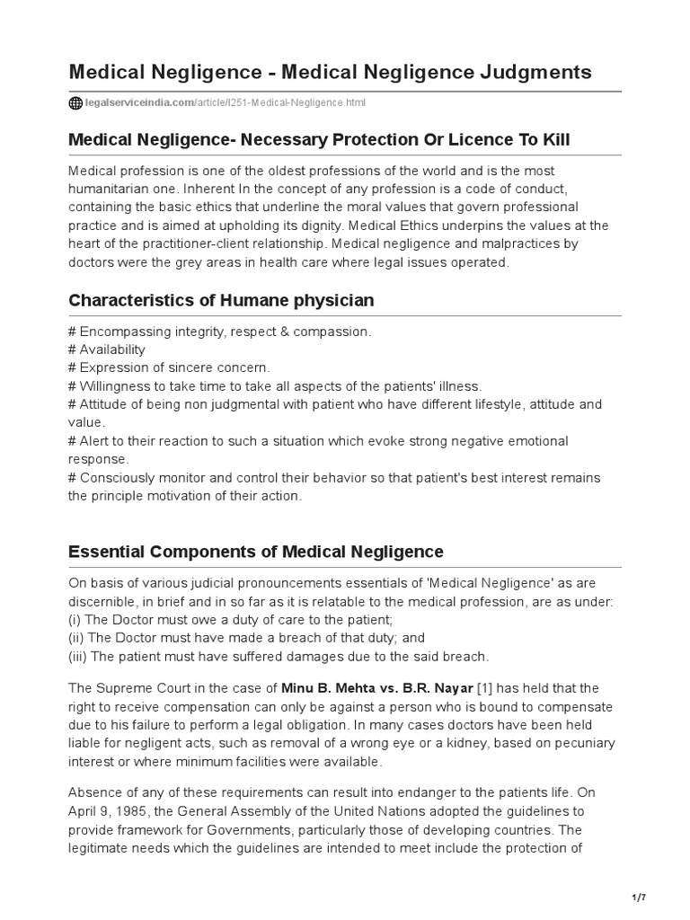 Medical Negligence - Medical Negligence Judgments | Download Free PDF ...