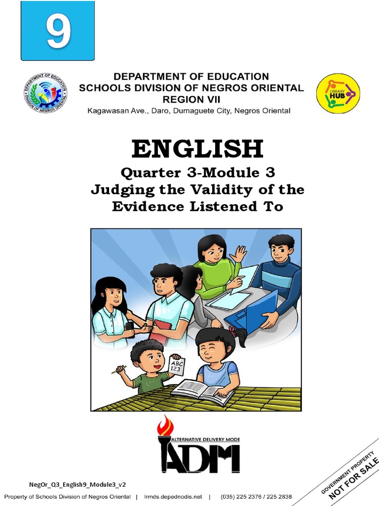 English: Quarter 3-Module 3 Judging The Validity of The Evidence ...