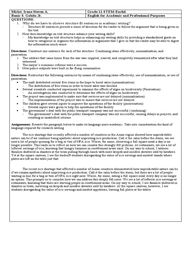 Performance Task in EAPP | PDF