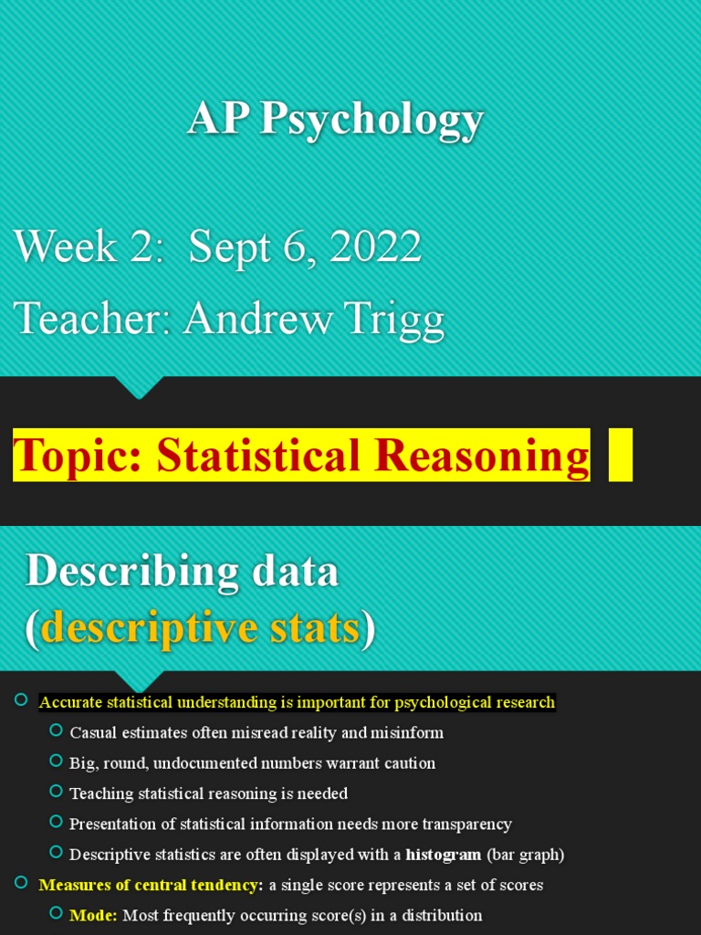 AP Psychology: Statistical Reasoning | PDF | Mean | Statistics