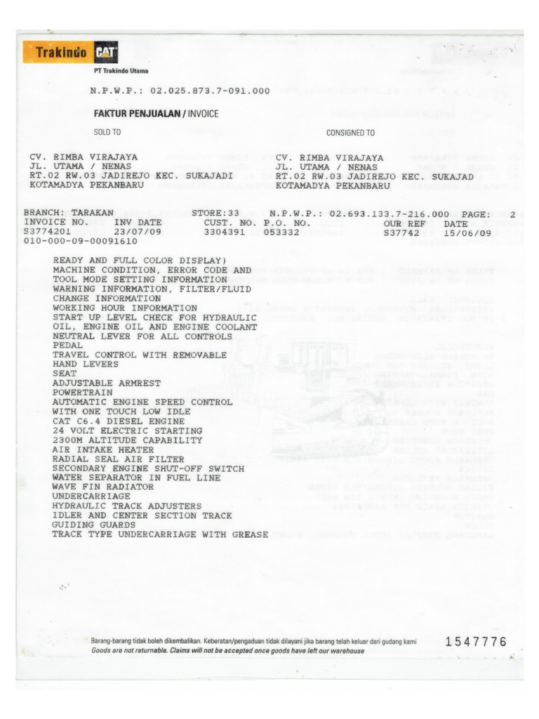 1-INVOICE EXCAVATOR | PDF