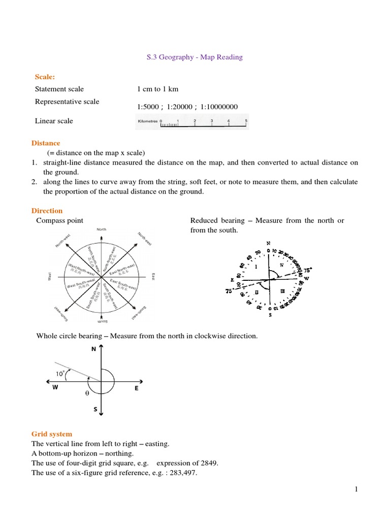 Map Reading Skills: Scale, Direction, Grid Systems | PDF