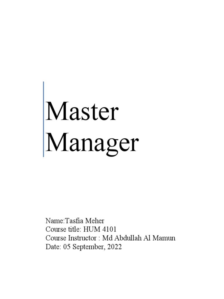 Master Manager | PDF