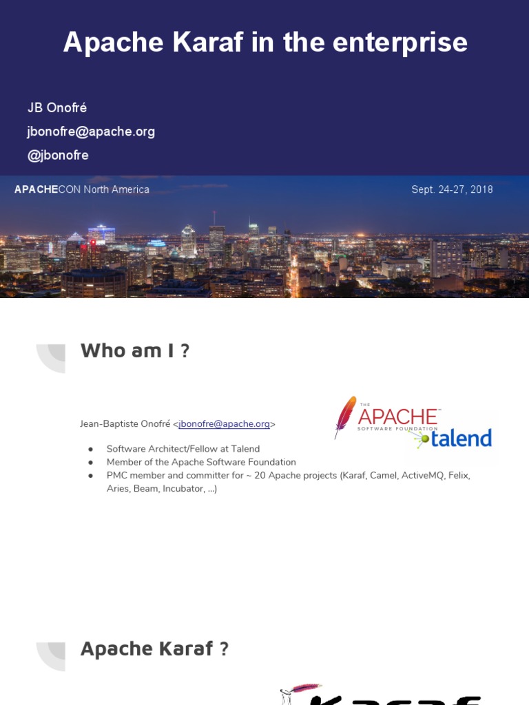 Acna18 Apache Karaf in The Enterprise | PDF | Cloud Computing | Apache Spark