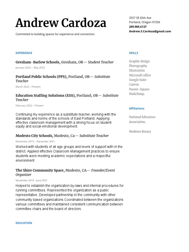 Andrew Cardoza: Teacher | Download Free PDF | Teachers | Behavior Modification