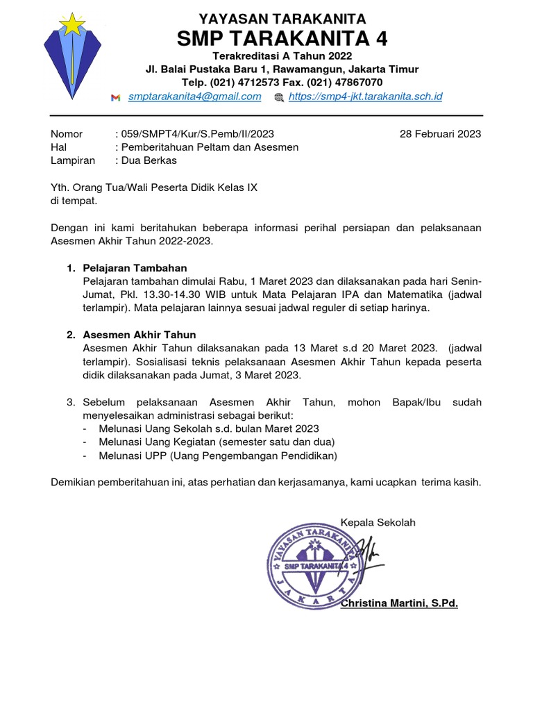 SMP Tarakanita 4 | PDF