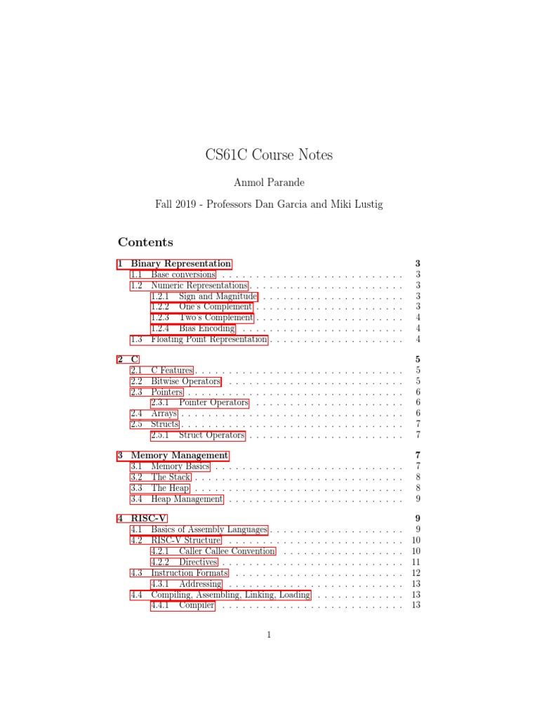Anmol Parande's Comprehensive Notes on Core CS61C Concepts | PDF | Cpu ...