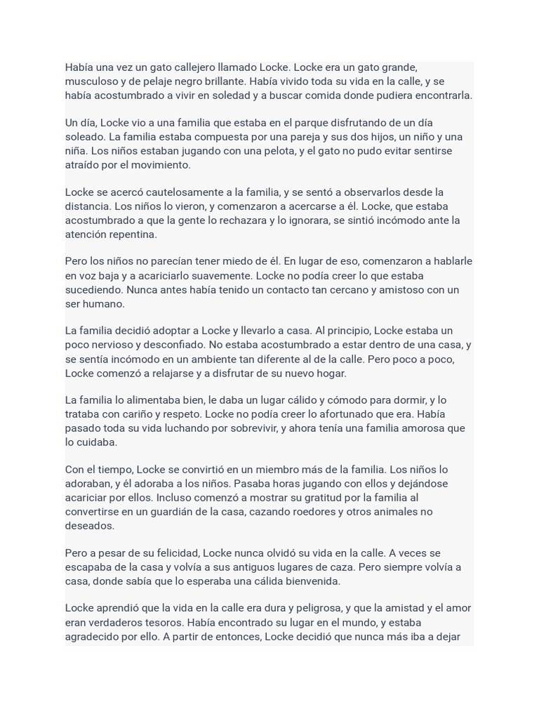 Había Una Vez Un Gato Callejero Llamado Locke | PDF