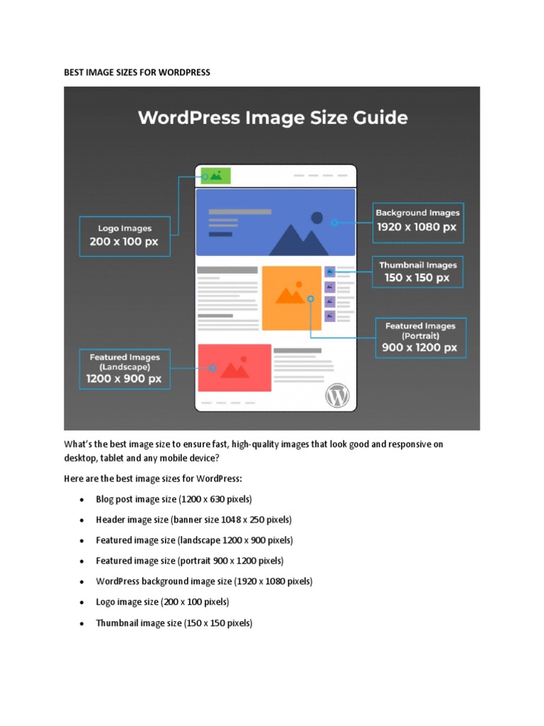 Best Image Sizes For Wordpress | PDF